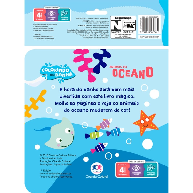 Livro Banho Animais do oceano - Ciranda Cultural