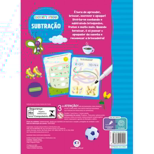 Livro Escreva e apague Subtração - Ciranda Cultural Livro Escreva e apague Subtração - Ciranda Cultural