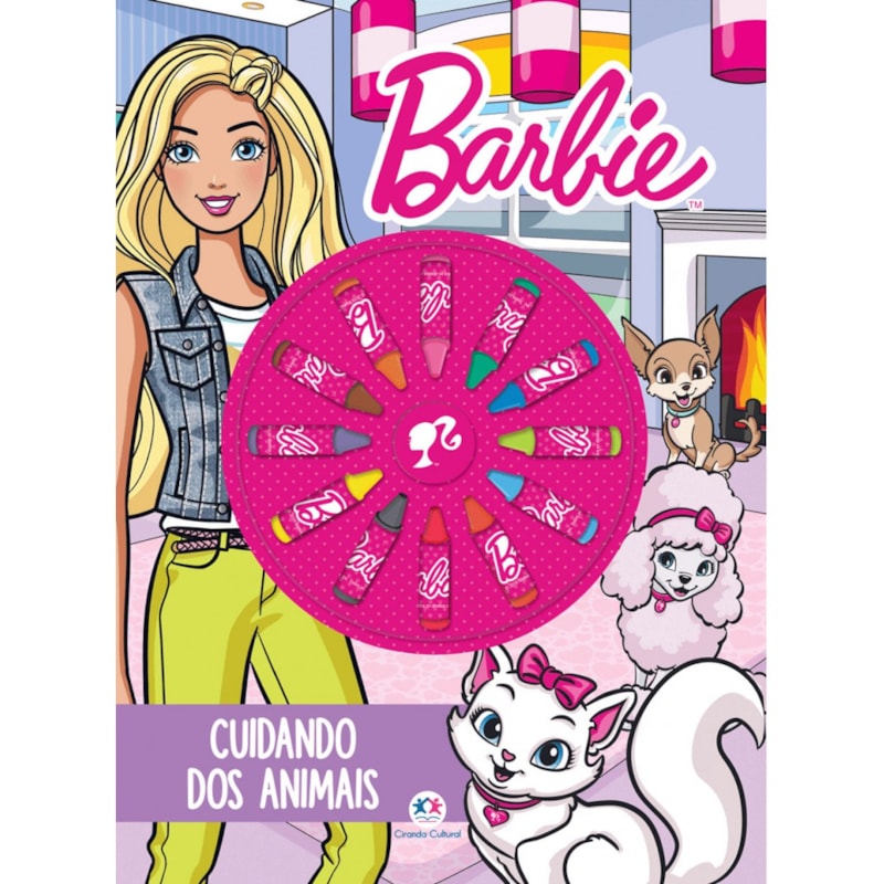 Livro Giz de cera Barbie - Cuidando dos animais - Ciranda Cultural