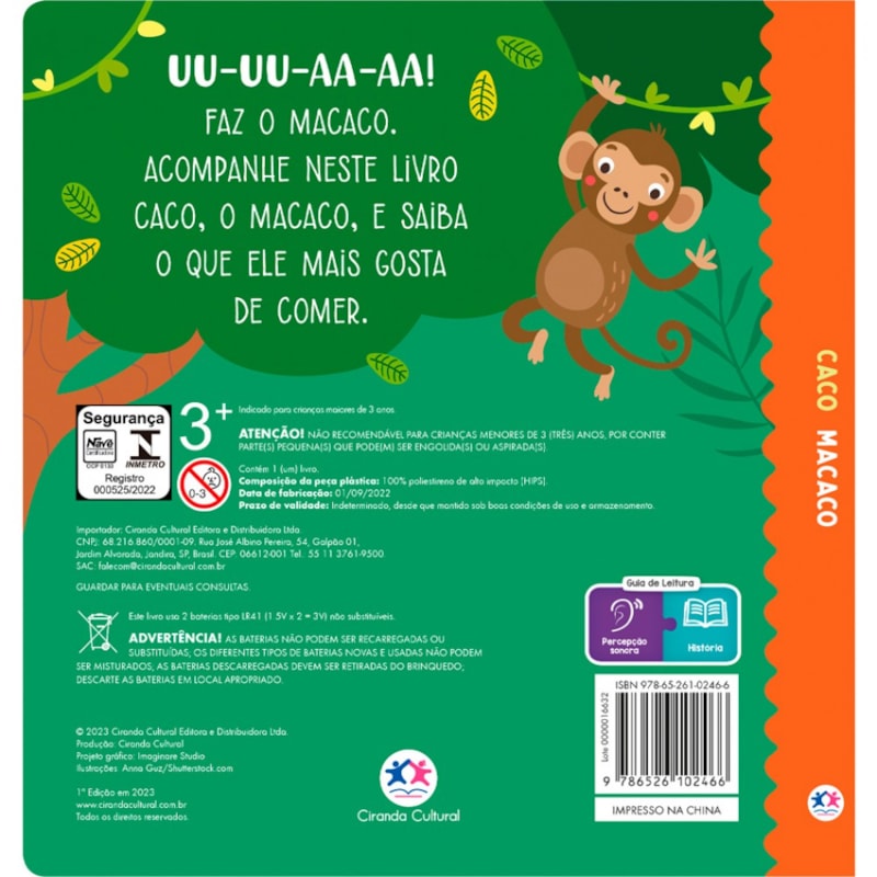 Livro Sonoro Caco Macaco - Ciranda Cultural
